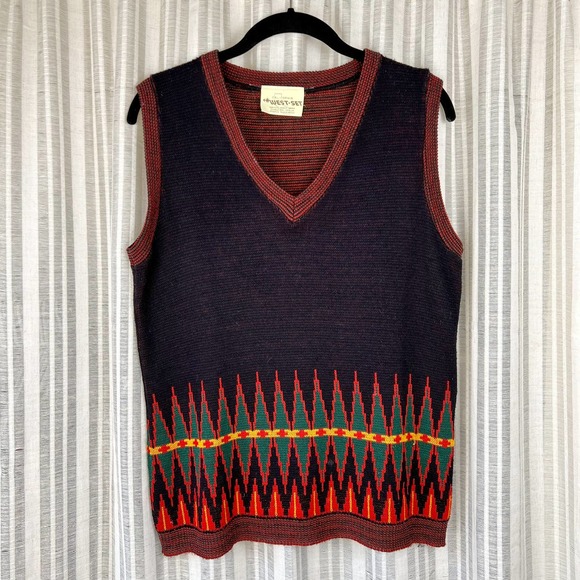 Vintage | Sweaters | Vintage Rasta Colors Zig Zag Diamond Pattern Knit ...